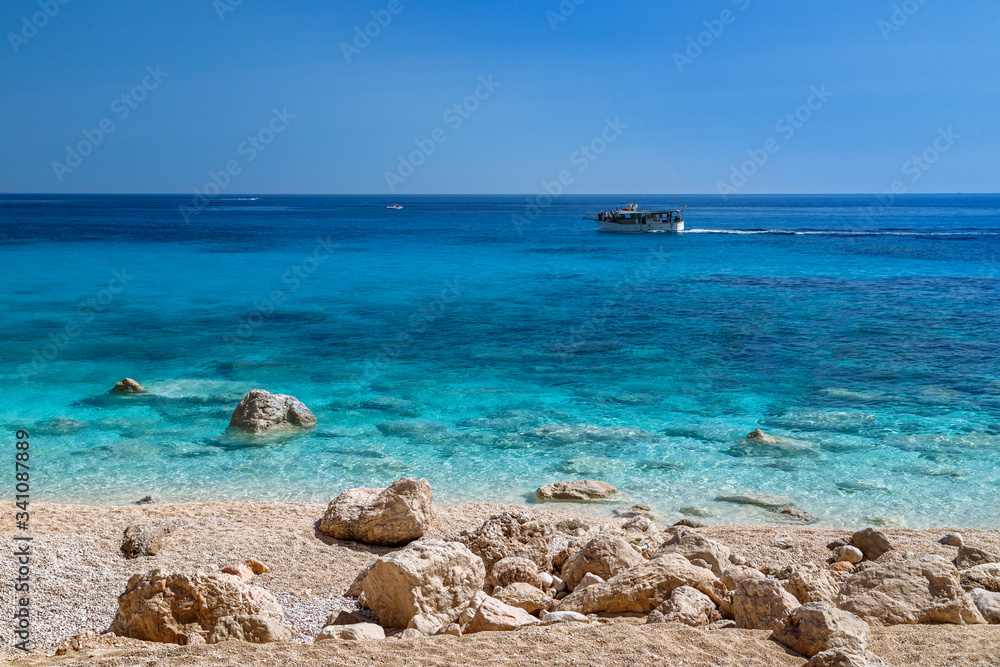 Sardinia, holidays, Sea and rocks. The beach near Cala Biriola, sea ...