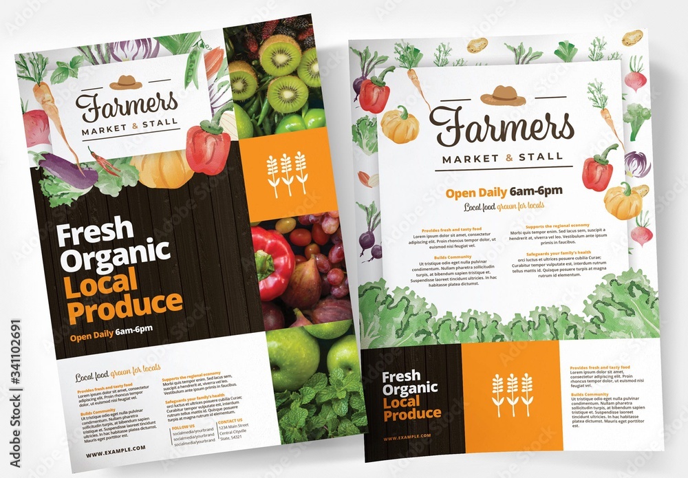 Farmers Market Flyer Layout Stock Template | Adobe Stock