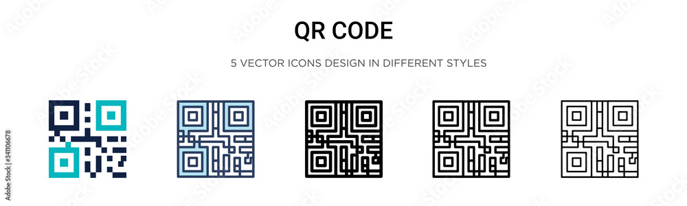 Qr code icon in filled, thin line, outline and stroke style. Vector ...