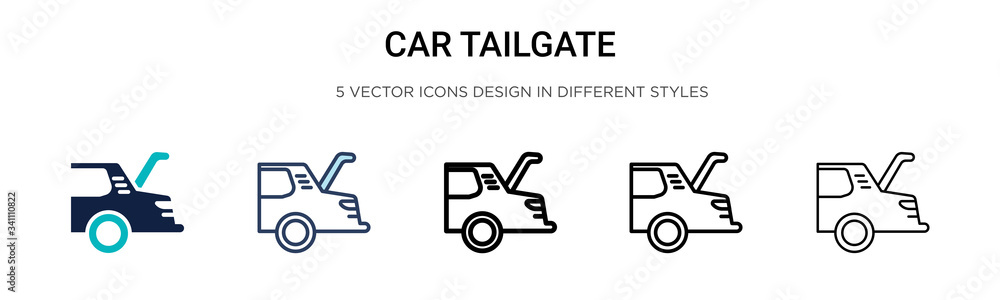 Car tailgate icon in filled, thin line, outline and stroke style ...