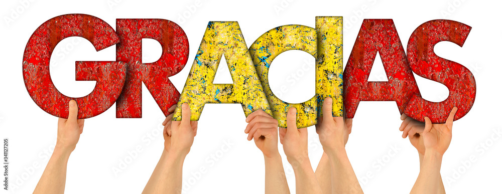 people holding up colorful red yellow spain flag wooden letter with ...