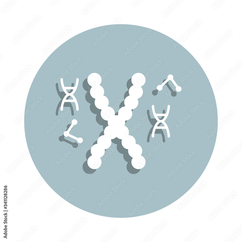 Biological, chromosome, dna badge icon. Simple glyph, flat vector of genetics and bioenginnering ...