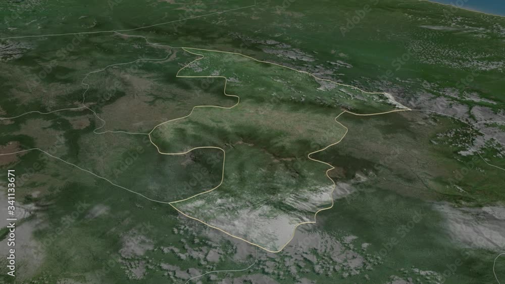 Jiwaka, province with its capital, zoomed and extruded on the satellite ...