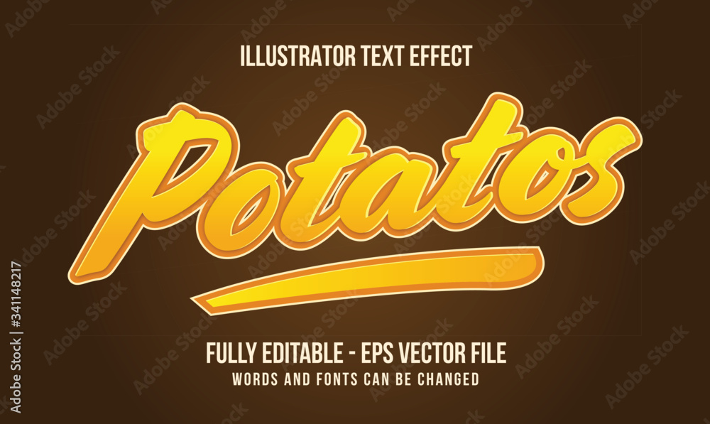 Potato text effect template with 3d style editable font effect Stock ...