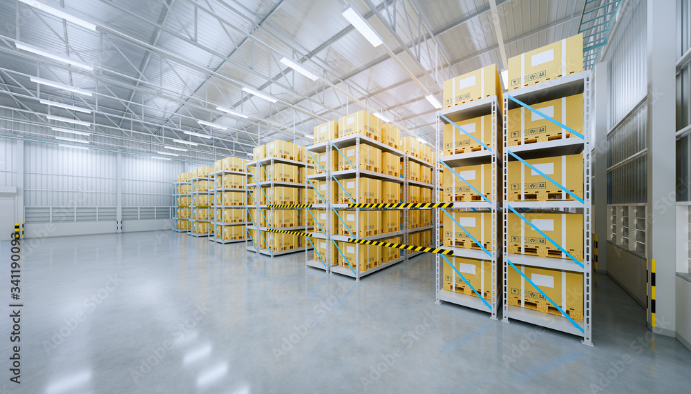 Warehouse or industry building interior. known as distribution center ...