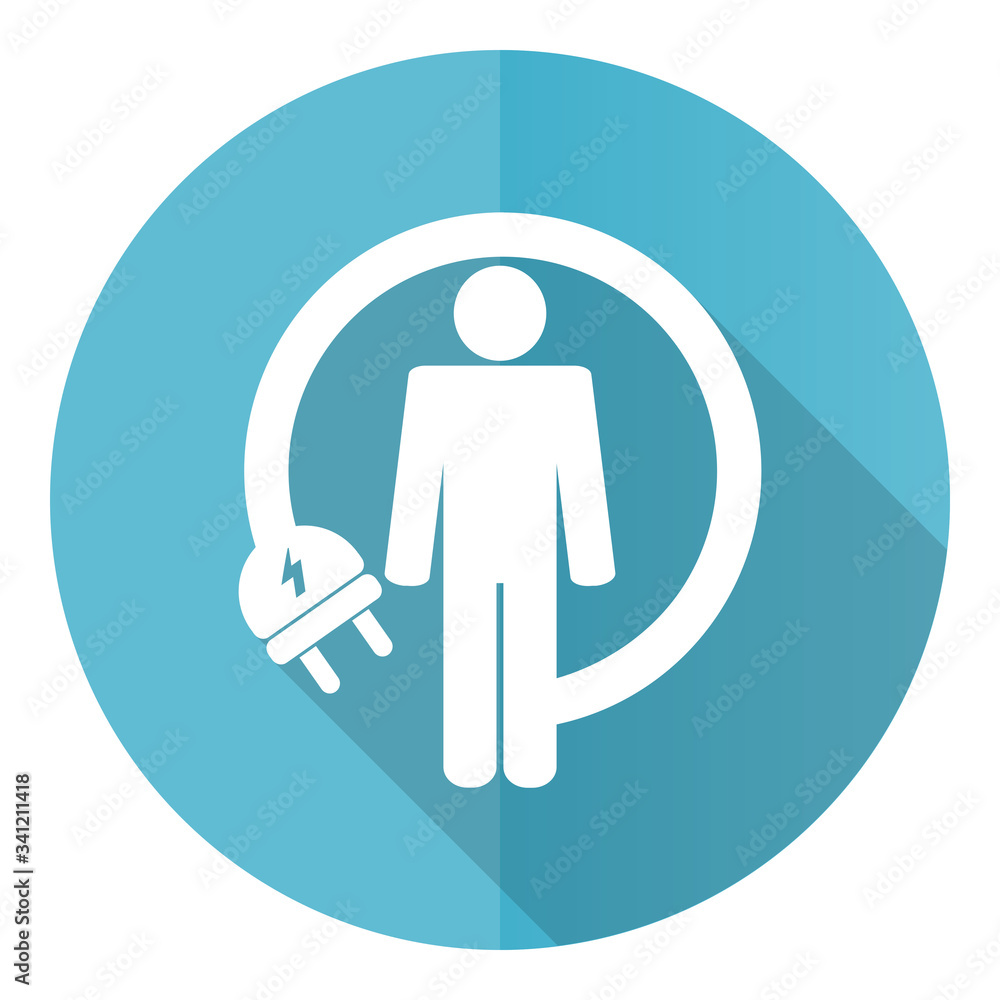 Android charging wire blue round flat design vector icon isolated on ...