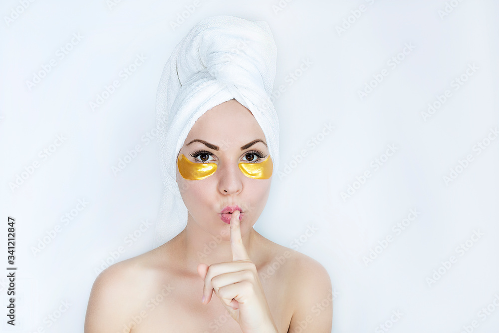 Beautiful woman on white background surprised emotion. Female with a ...