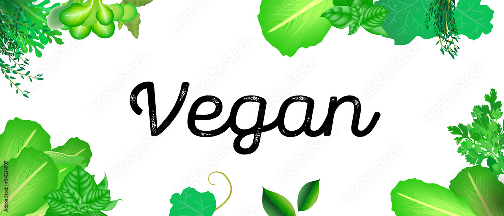 Vegan lettering text with pumpkin, abogado, zukkini, pepper and other ...