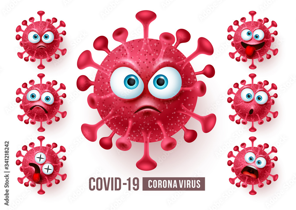 Vetor de Corona virus covid19 emoji vector set. Covid19 corona virus emojis and emoticons with ...