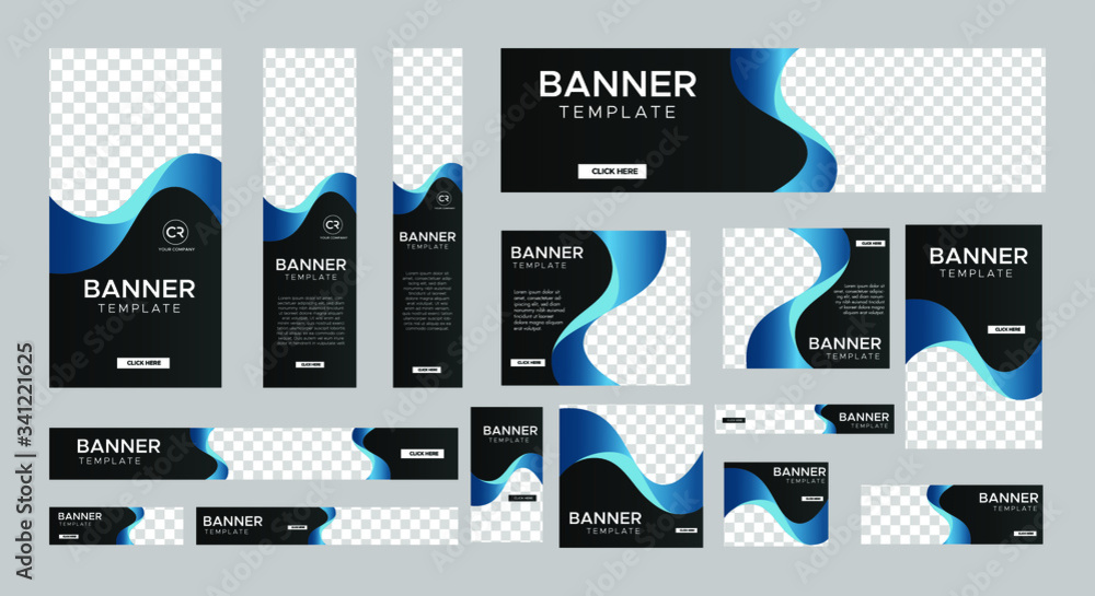 set of creative web banners of standard size with a place for photos ...