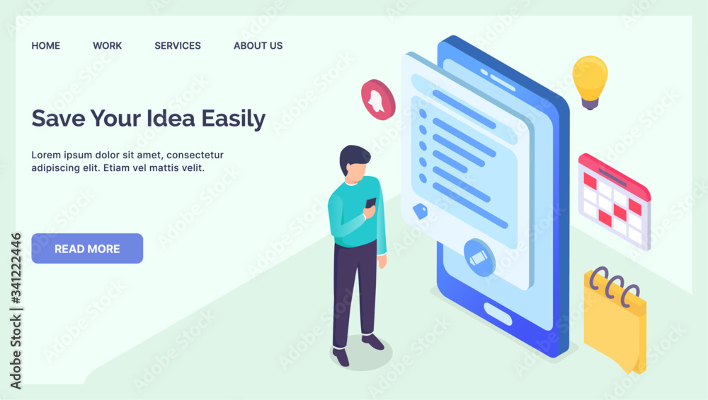 note app technology concept for website template landing homepage with ...