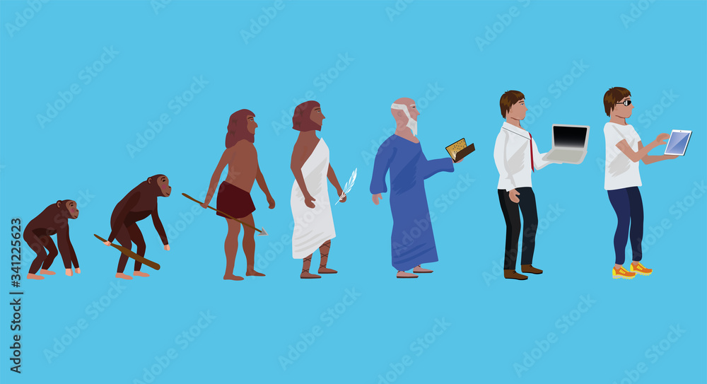 Concept of human evolution from ape to man. Stock-Vektorgrafik | Adobe ...