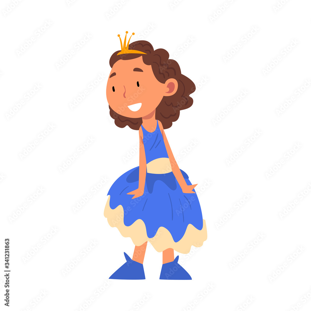 Smiling Girl in Princess Costume, Cute Kid Playing Dress Up Game ...