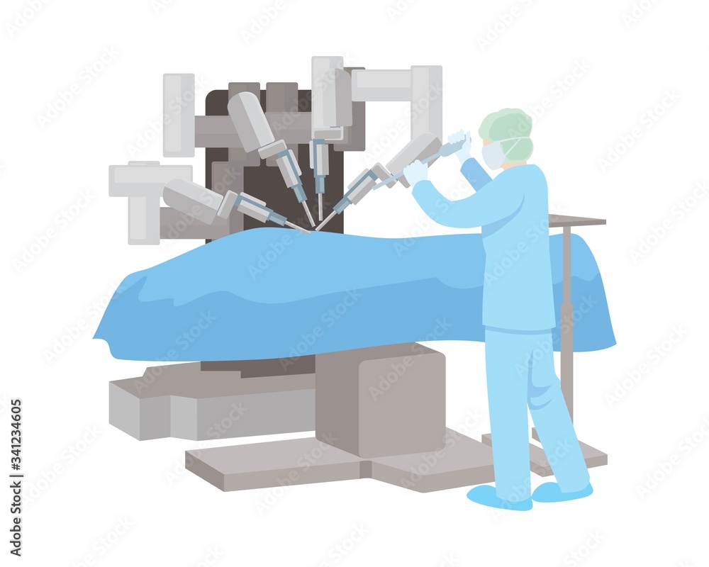 Robotic surgery or computer assisted operation concept. Liver Operation ...