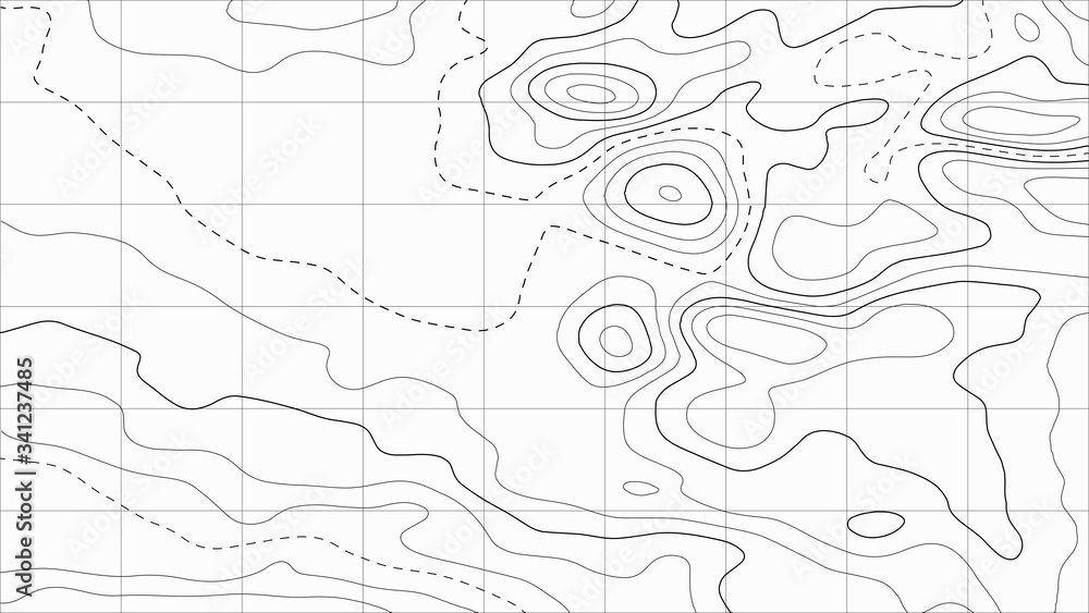 Contour topographic map. Geographic grid map background. Vector ...