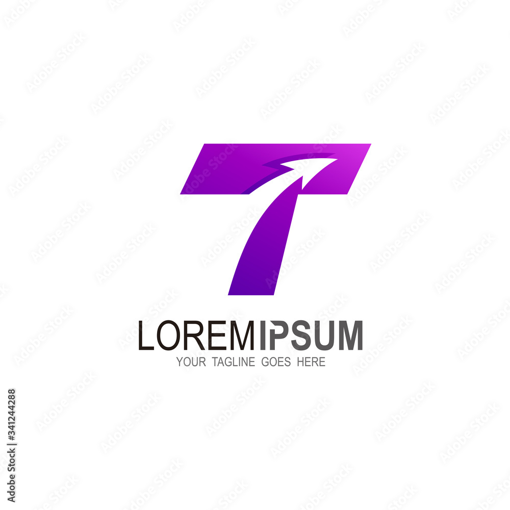 Letter t with arrow logo design vector, fast and letter t icon ...
