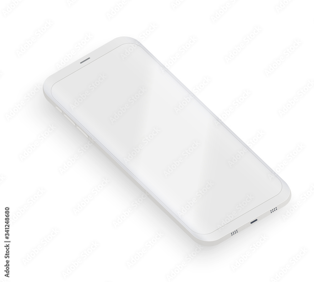 Smartphone presentation mockup. Sample frameless White model smartphone ...