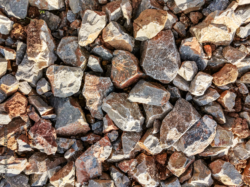 Building material crushed rubble stone for concrete close-up as a ...