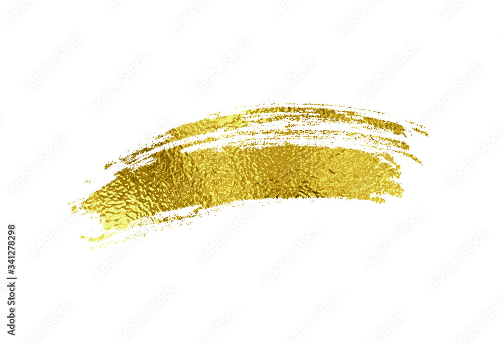 Gold foil brush stroke. Golden scribble, glitter texture isolated on ...
