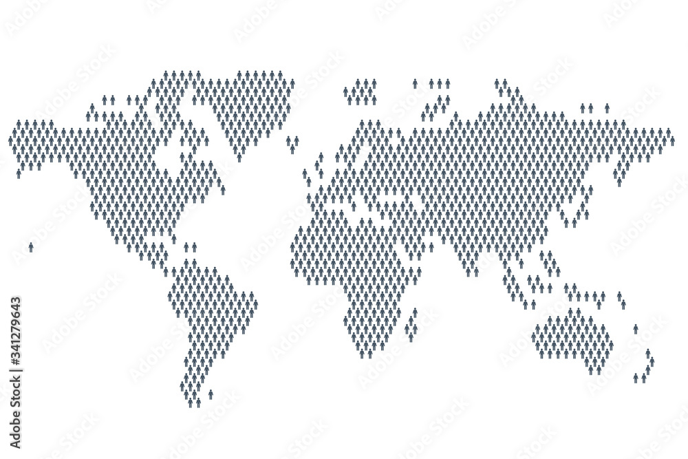 global population infographic. Map made from stick figure people Stock ...