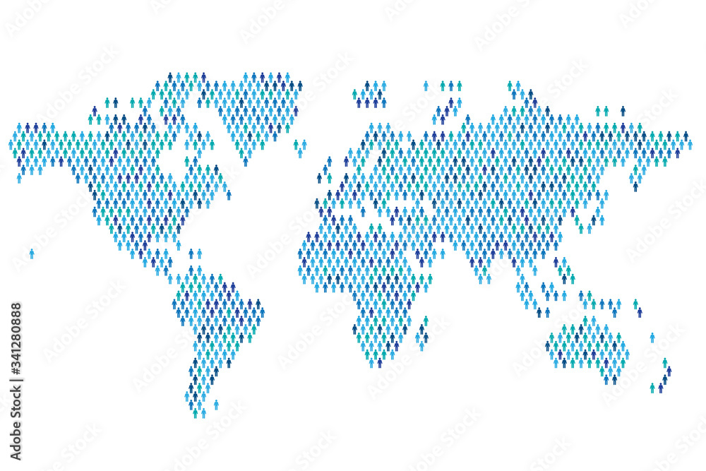 global population infographic. Map made from stick figure people Stock ...