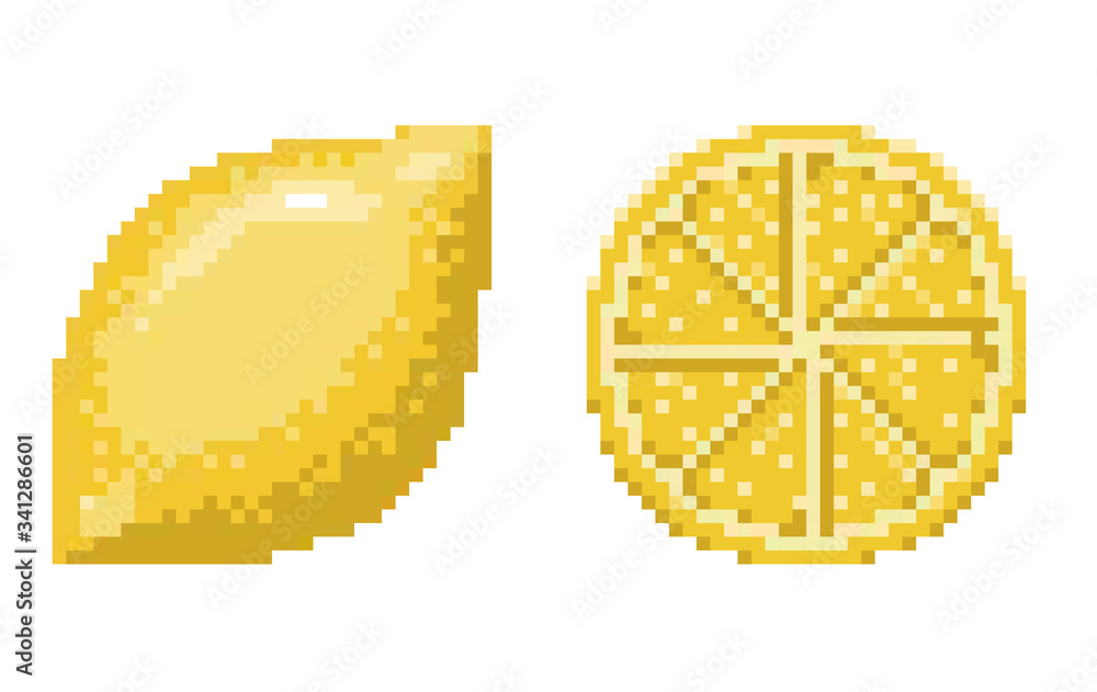 pixel art Lemon icon. 32x32 pixels. Vector illustration on a white ...