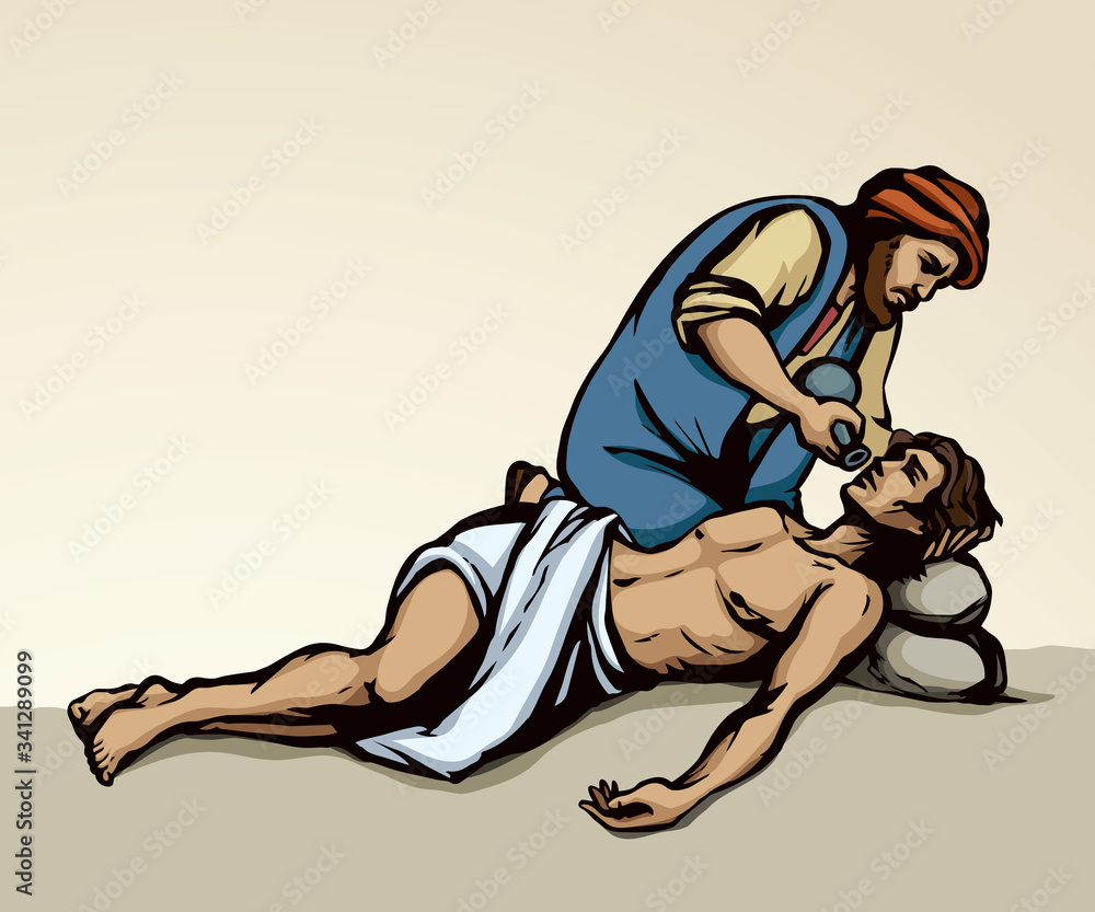The parable of the good Samaritan. Vector drawing Stock Vector | Adobe ...