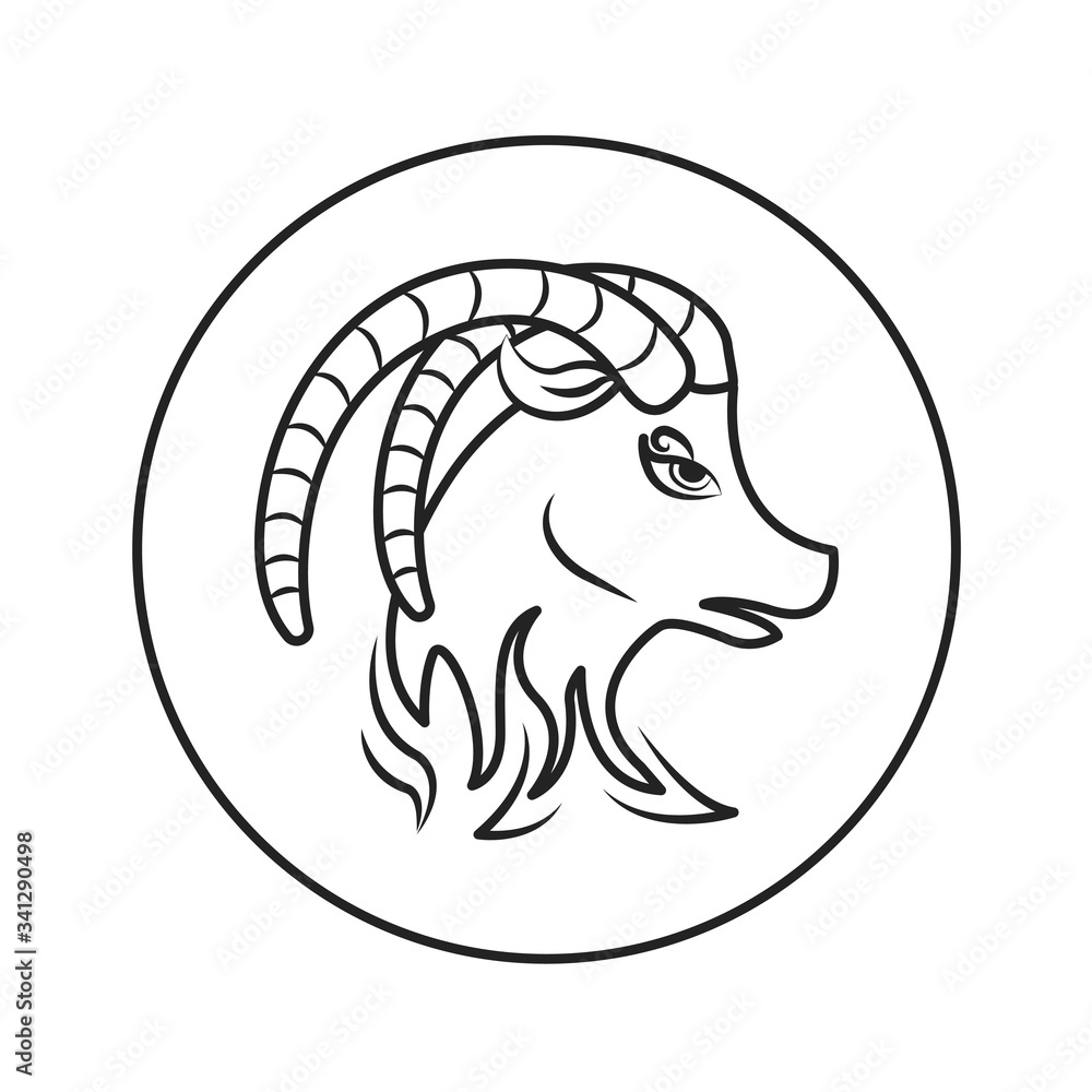 Capricorn black line icon. Zodiac sign. Astrology and horoscope ...