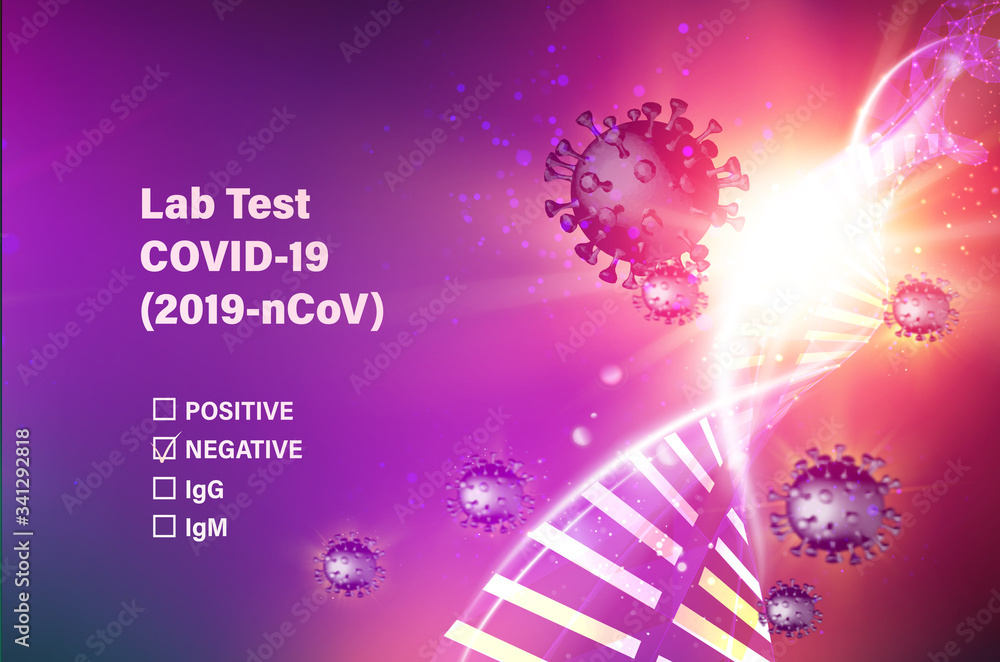 Grafika wektorowa Stock: Lab test check list on covid-19. Computer ...