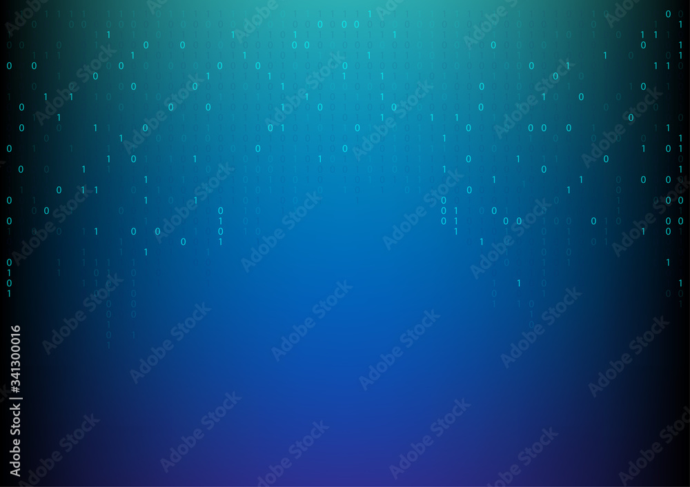 Binary code blue background with digits on screen. Digital technology ...