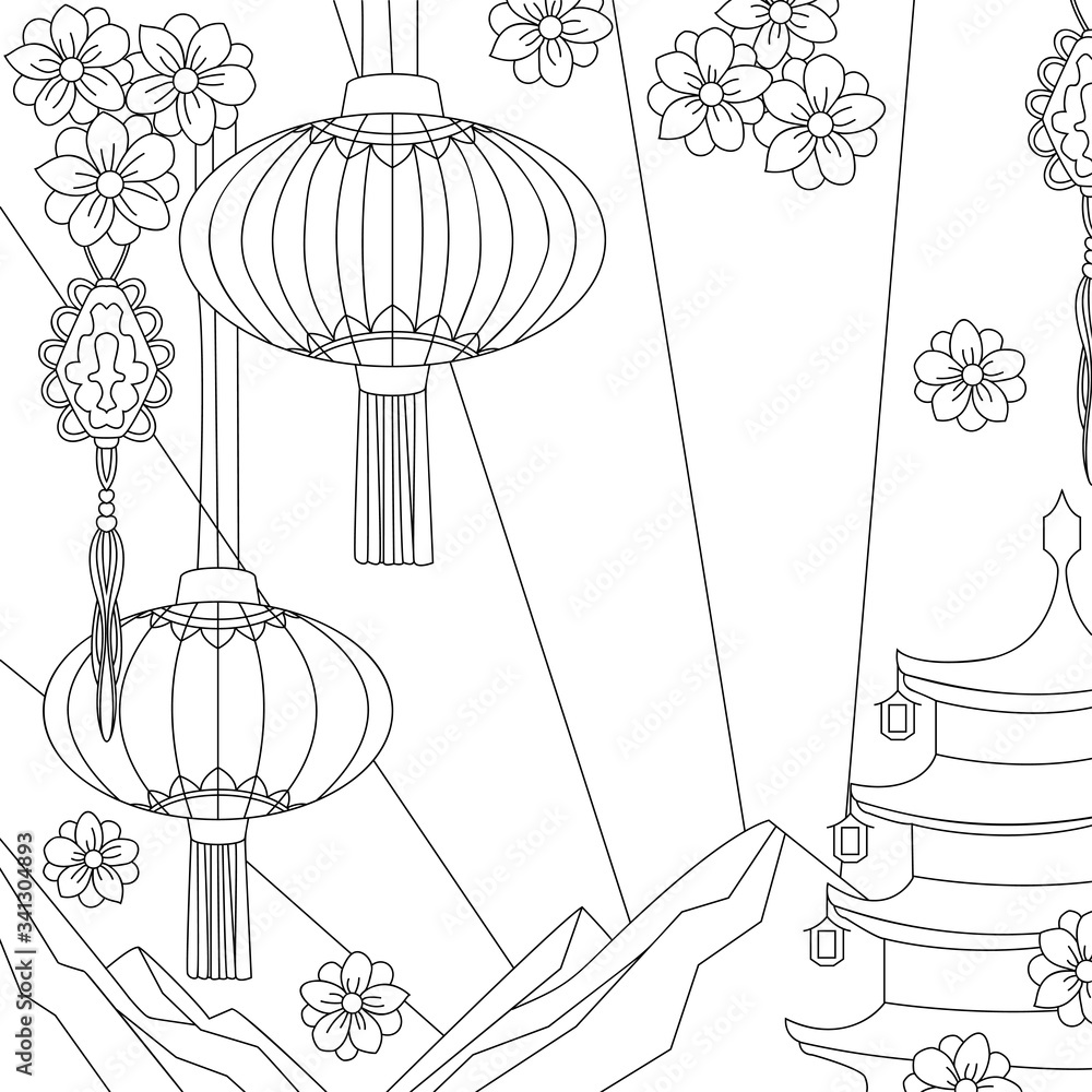 Chinese New Year Lantern Coloring Pages