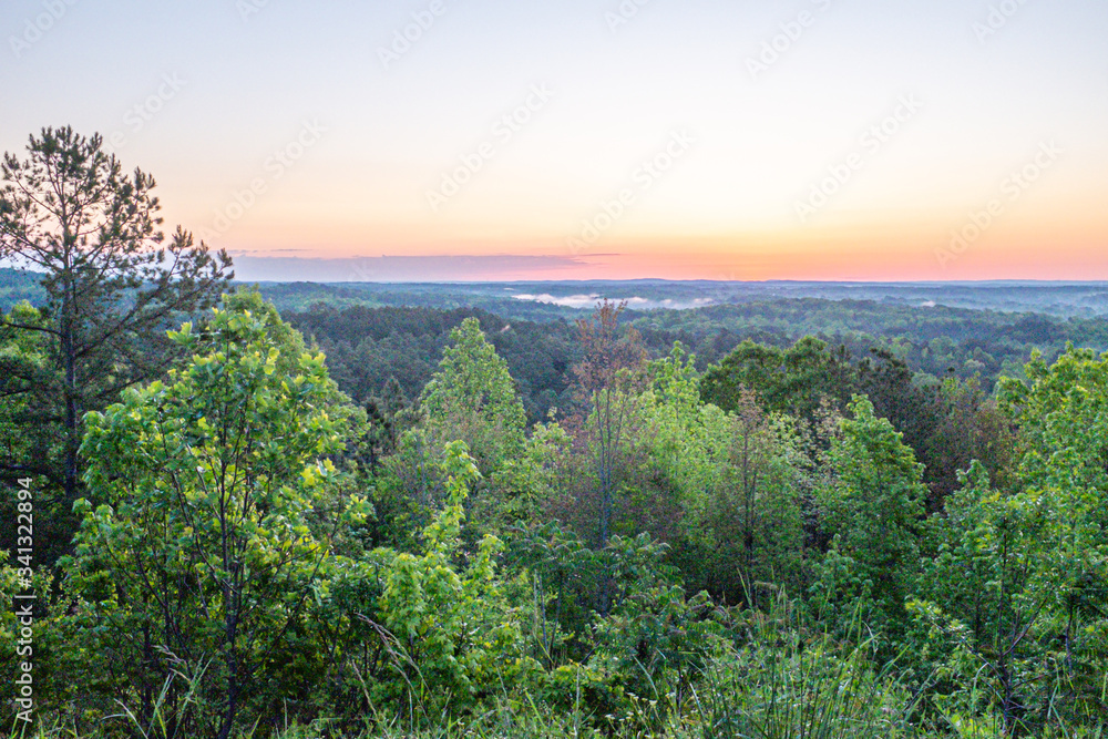 Sunrise from scenic overlook near Cheaha Mountain State Park in ...