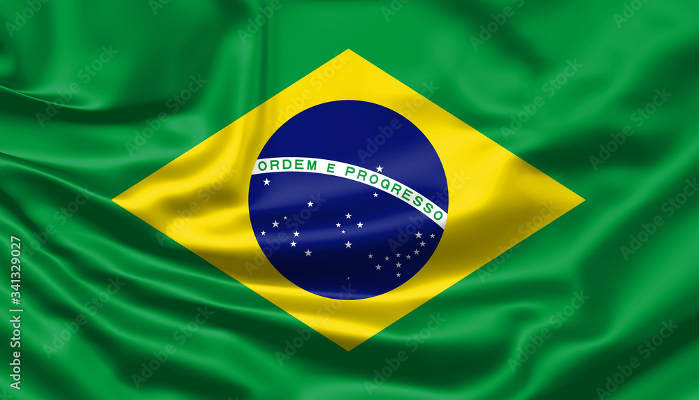 Realistic flag. Brazil flag blowing in the wind. Background silk ...