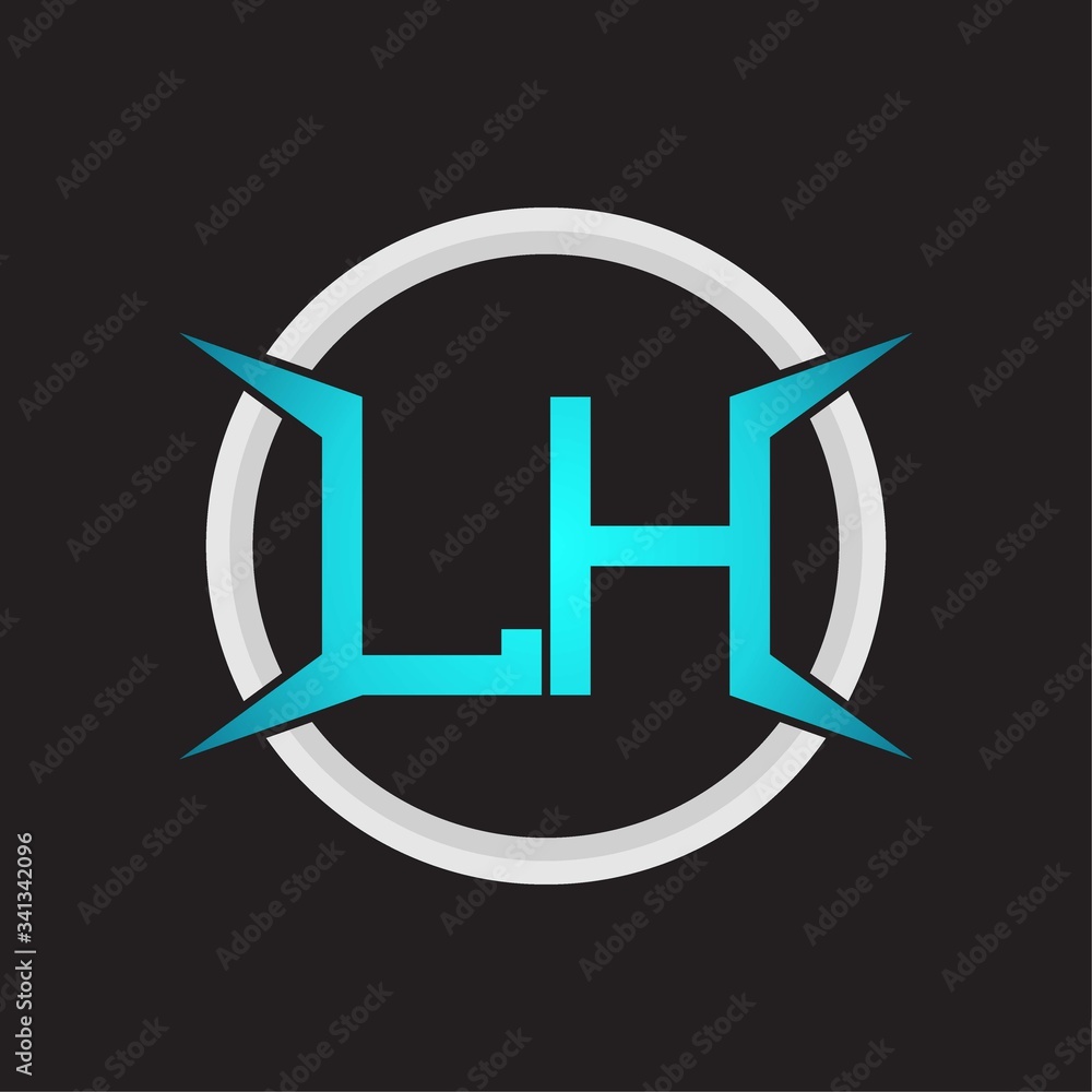 LH Logo monogram with circle and four taper shape design template Stock ...