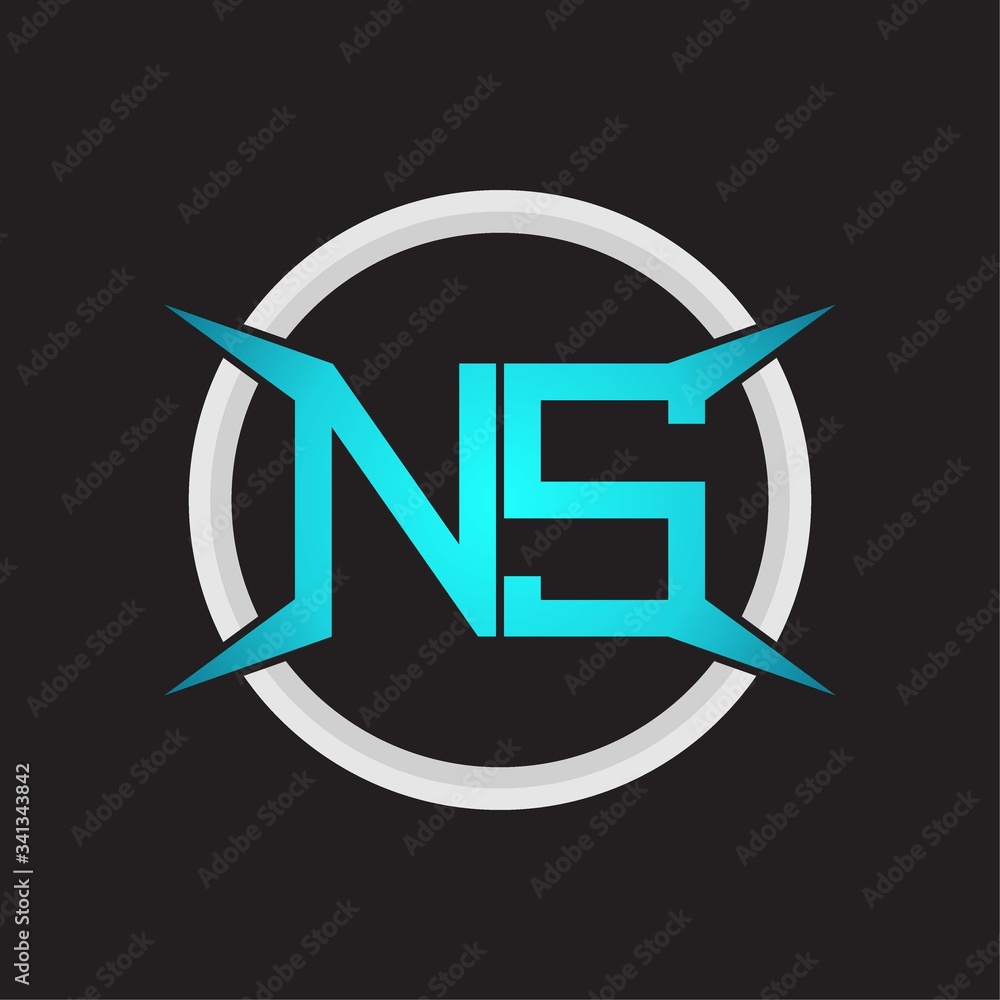 NS Logo monogram with circle and four taper shape design template Stock ...