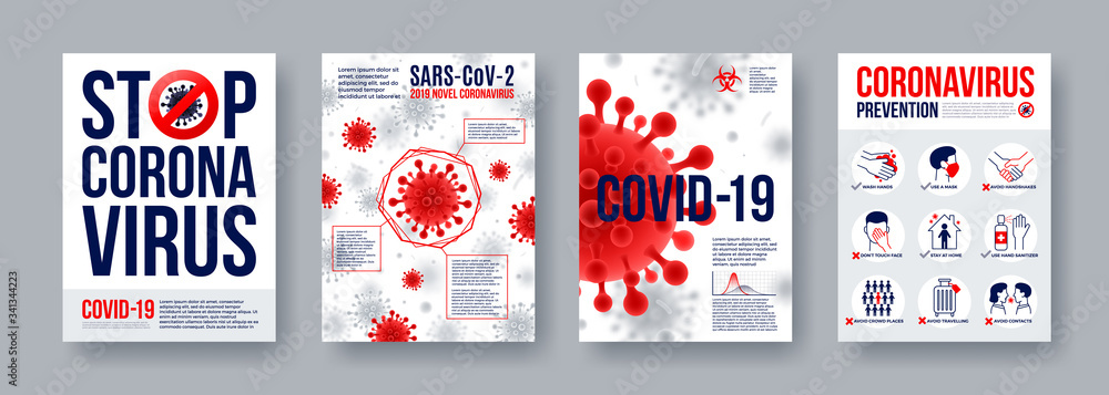 Coronavirus poster set with infographics elements. Novel coronavirus ...