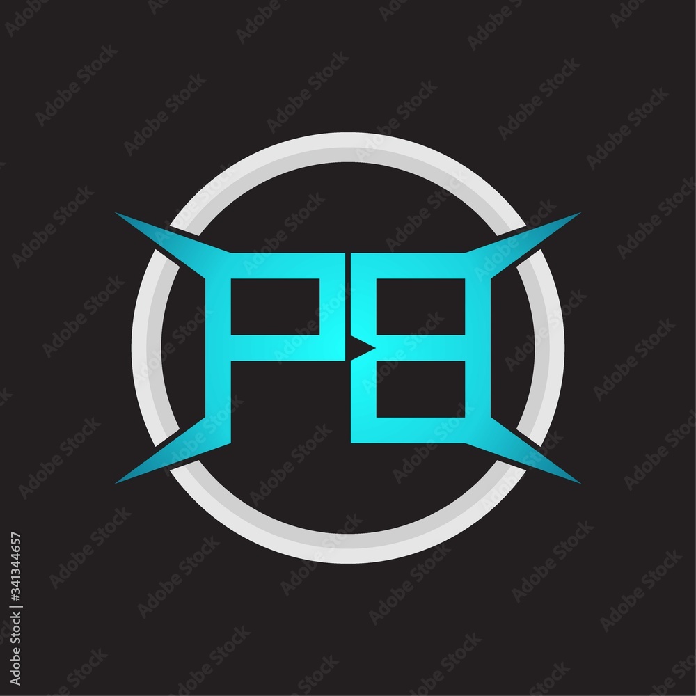 PB Logo monogram with circle and four taper shape design template Stock ...