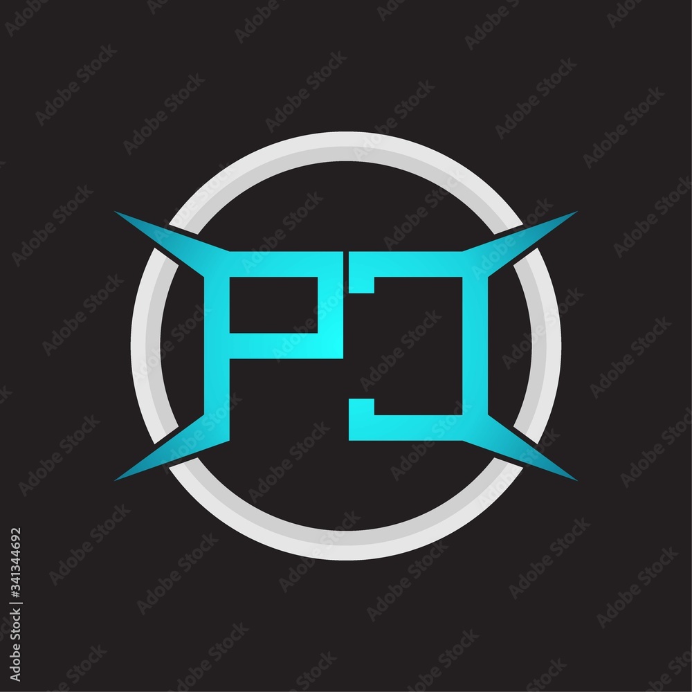 PC Logo monogram with circle and four taper shape design template Stock ...