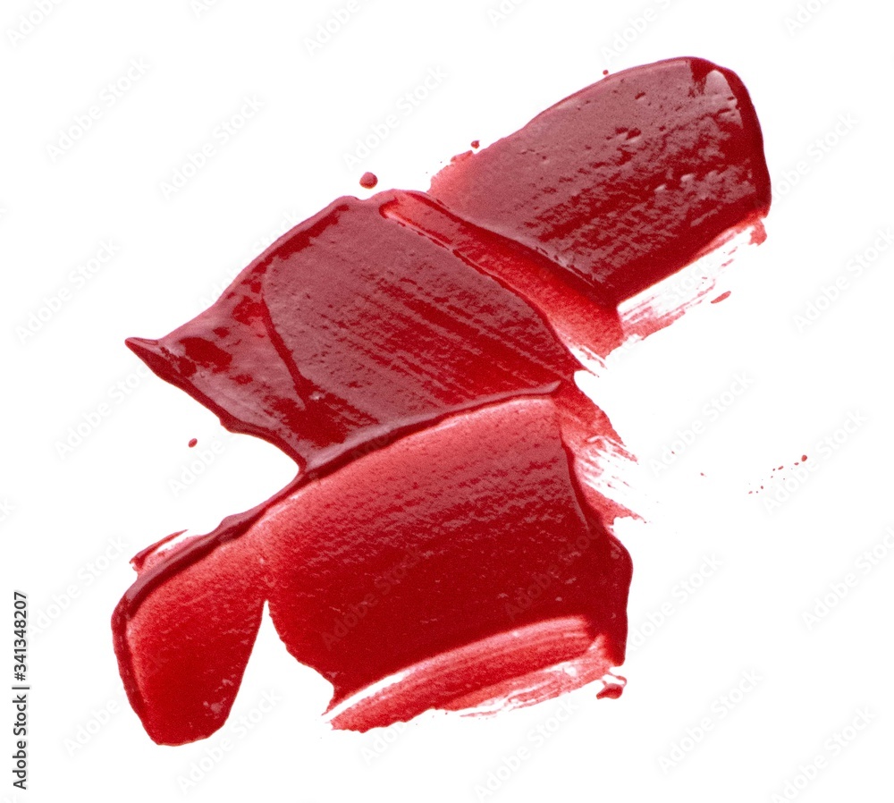 Lipstick swatch, smudge, smear isolated on white background. Bright ...
