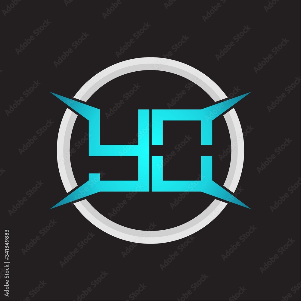 YO Logo monogram with circle and four taper shape design template Stock ...