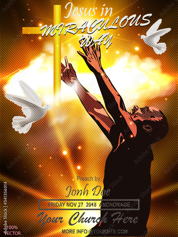 Christian poster template invitation. Religious flyer card for the ...