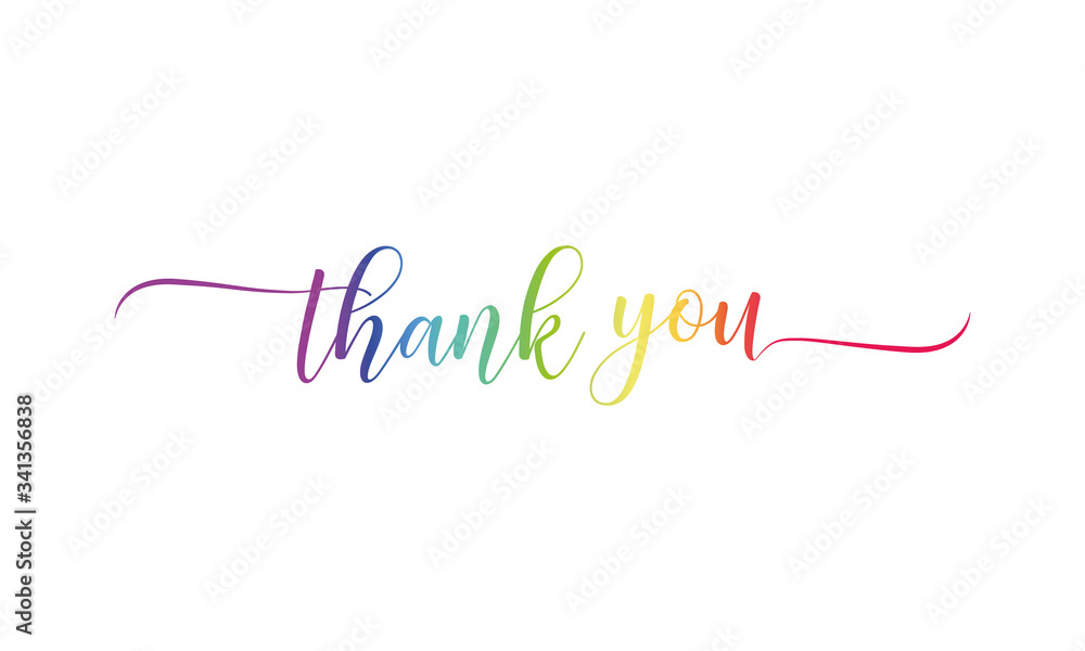 THANK YOU! rainbow vector brush calligraphy banner with swashes Stock ...