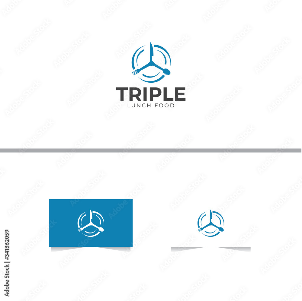 Triple Lunch Logo Design Template Stock Vector | Adobe Stock