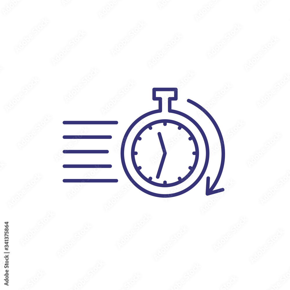 Time line icon. Stopwatch with arrow in motion. Time management concept ...