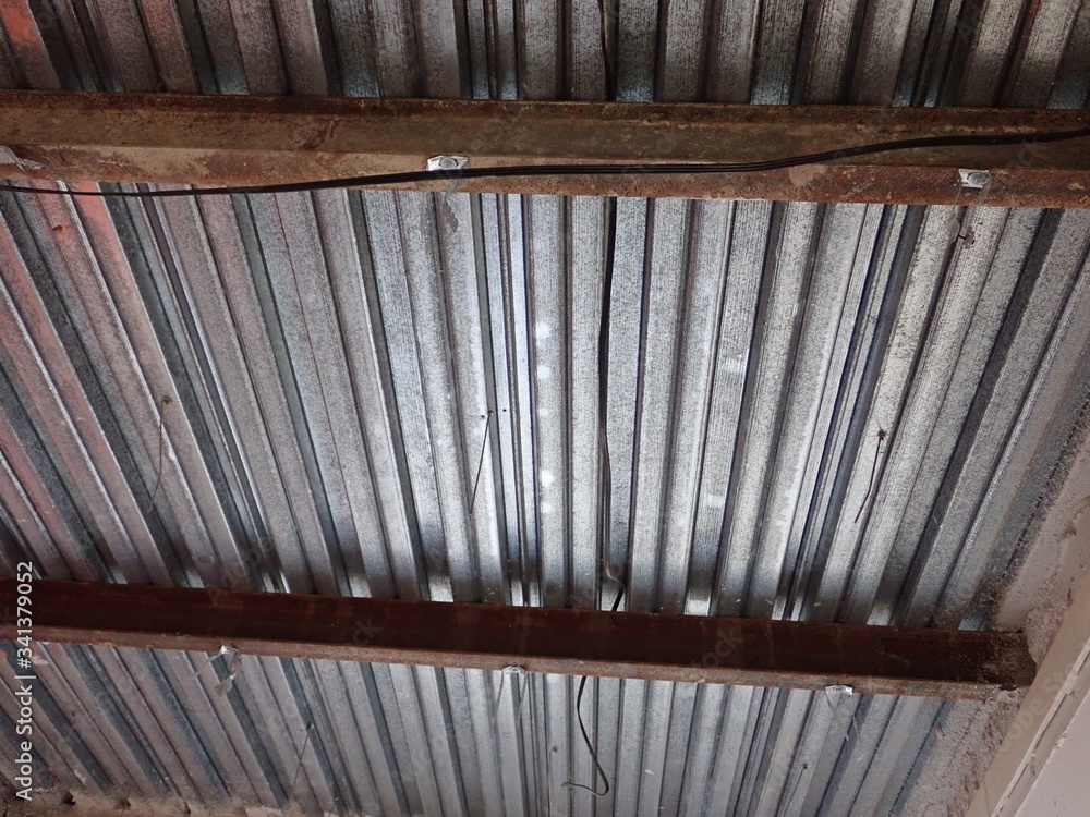 metal ceiling and roof on beams Stock Photo | Adobe Stock