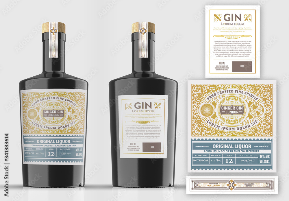 Vintage Liquor Bottle Packaging Layout Stock Template | Adobe Stock