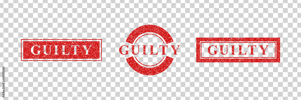 Vector realistic isolated red rubber stamp of Guilty logo for template ...