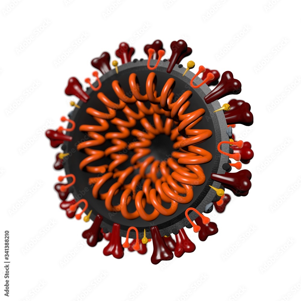 COVID-19 coronavirus 3d image. Abstract electron microscopic imge of ...