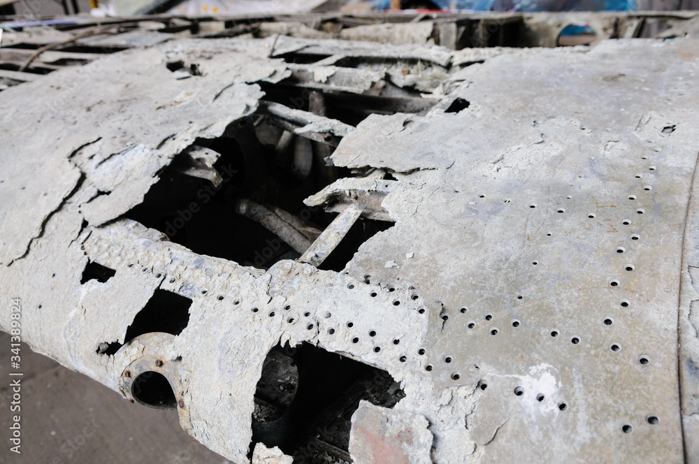 Unrestored wing from a German World War 2 crashed fighter plane Stock ...