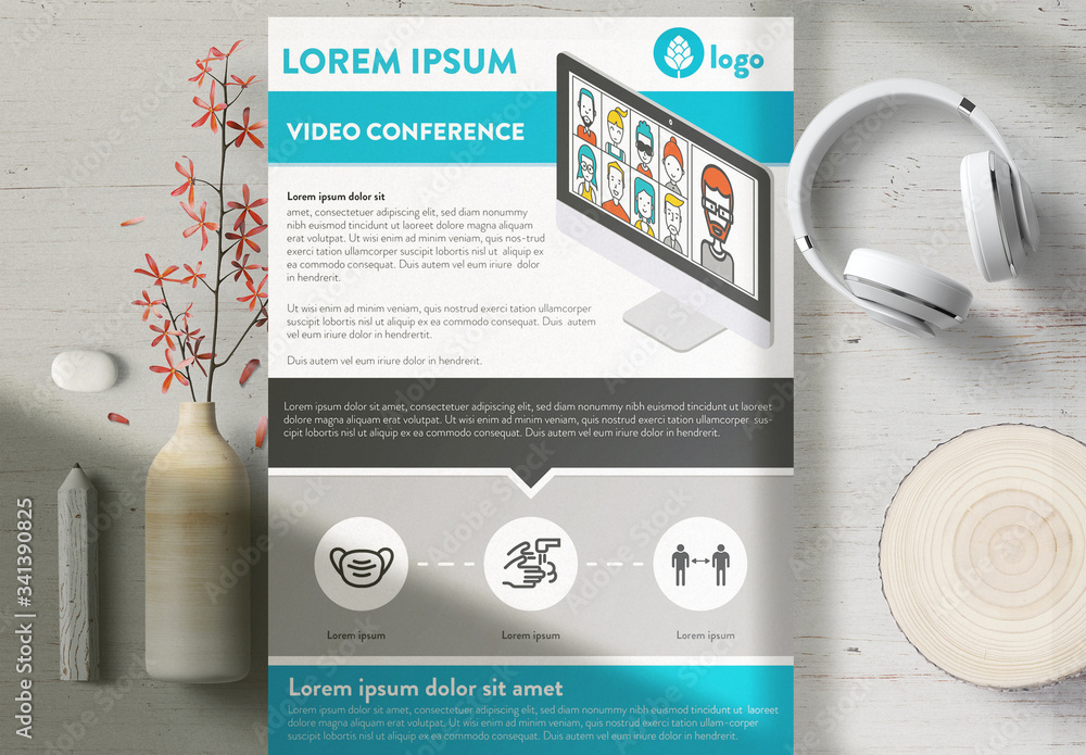 Video Conference Flyer Layout Stock Template | Adobe Stock